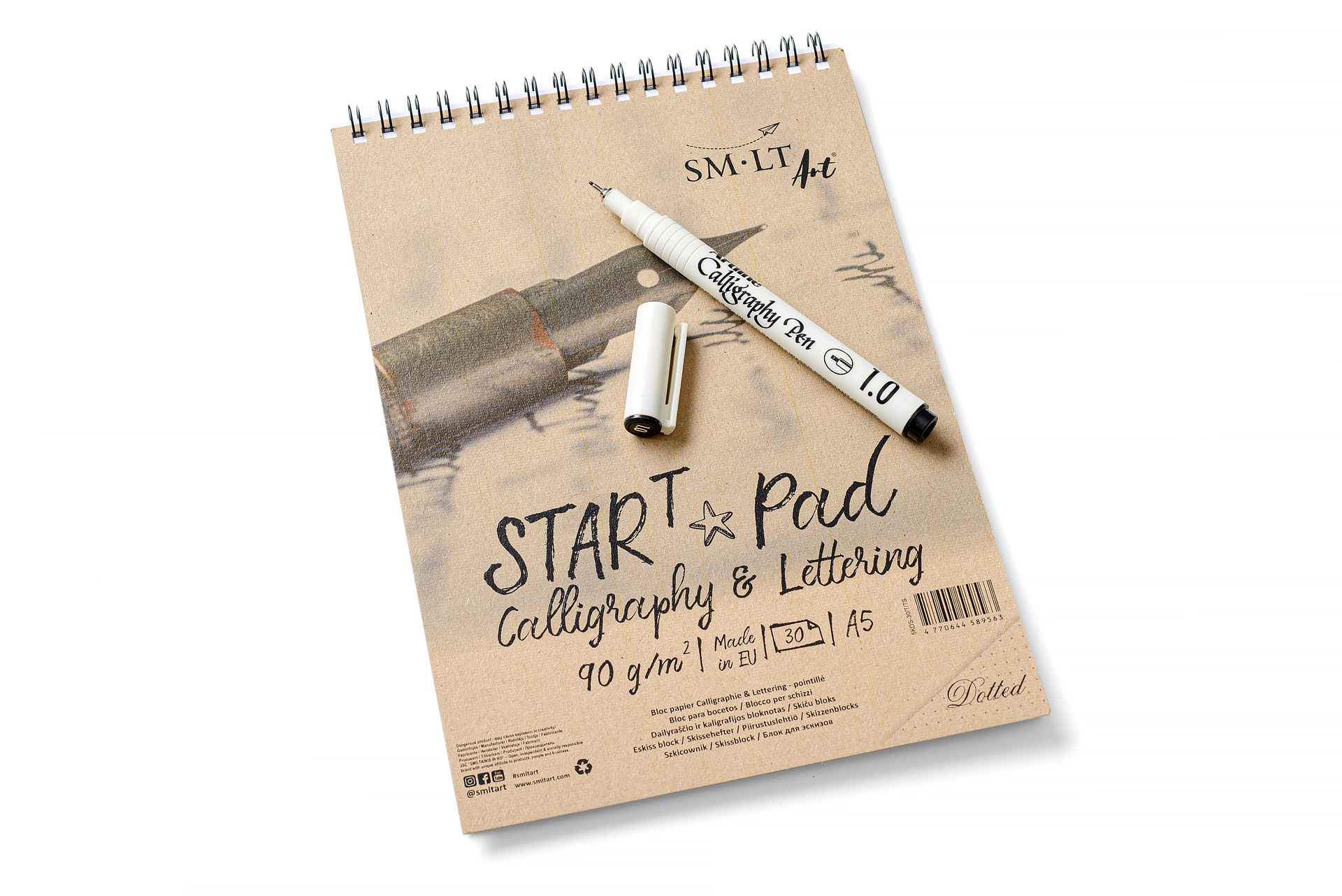 Spiral STAR T pad for Calligraphy and lettering dotted